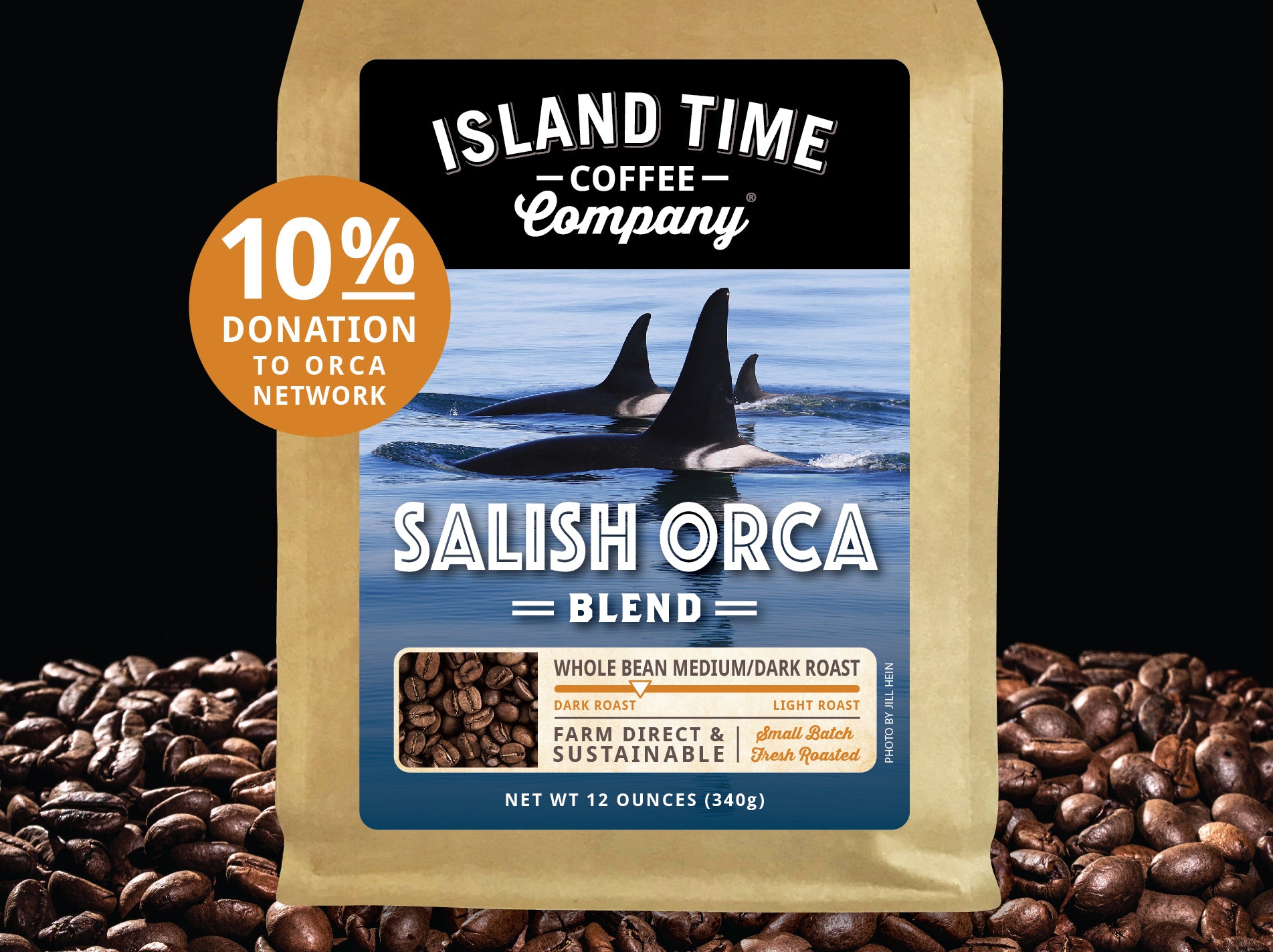 Salish Orca Blend - Whole Bean Medium/Dark Roast – Island Time Coffee ...